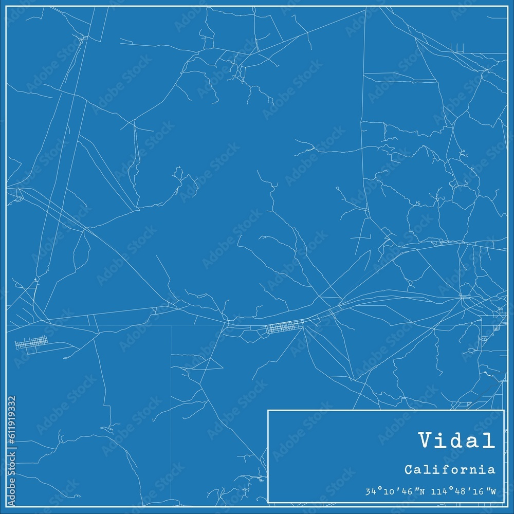 Blueprint US city map of Vidal, California. Stock Illustration | Adobe ...