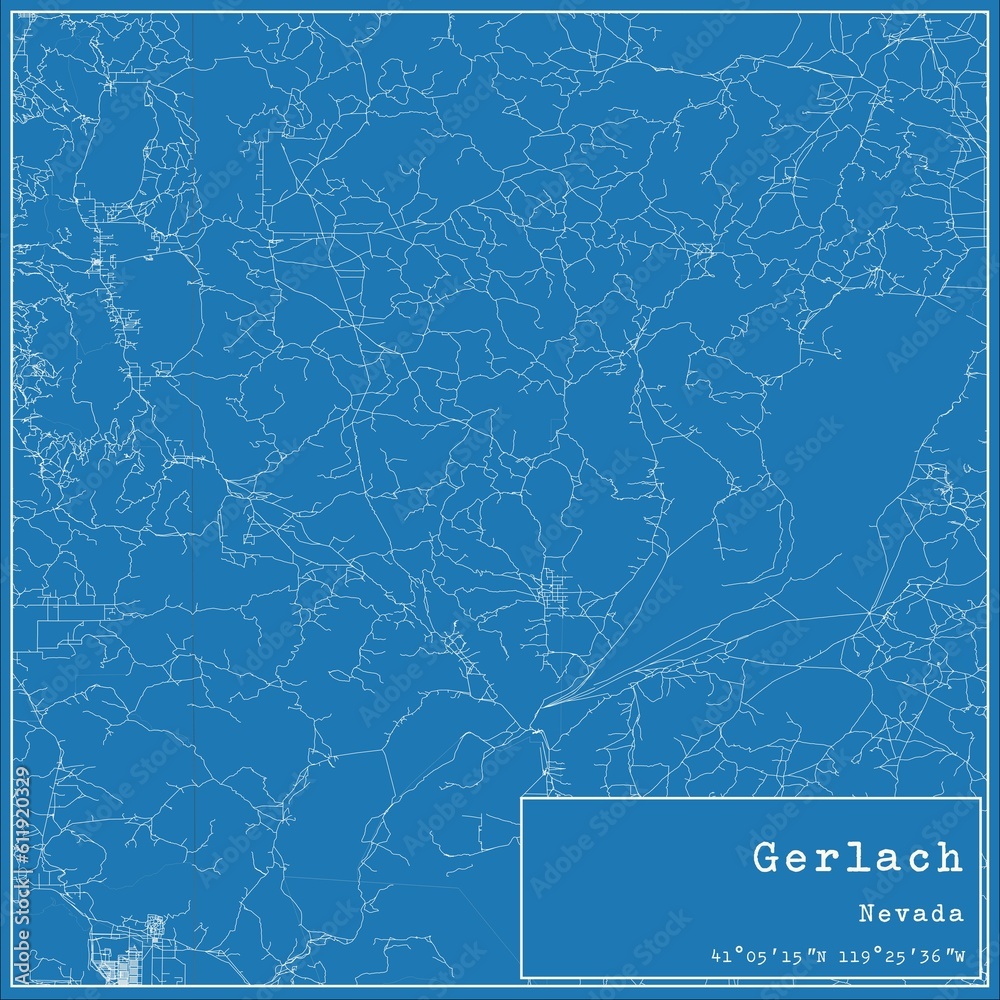 Blueprint US city map of Gerlach, Nevada. Stock Photo | Adobe Stock