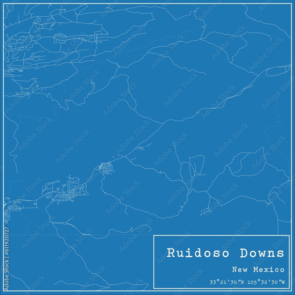 Blueprint US city map of Ruidoso Downs, New Mexico. Stock Illustration ...