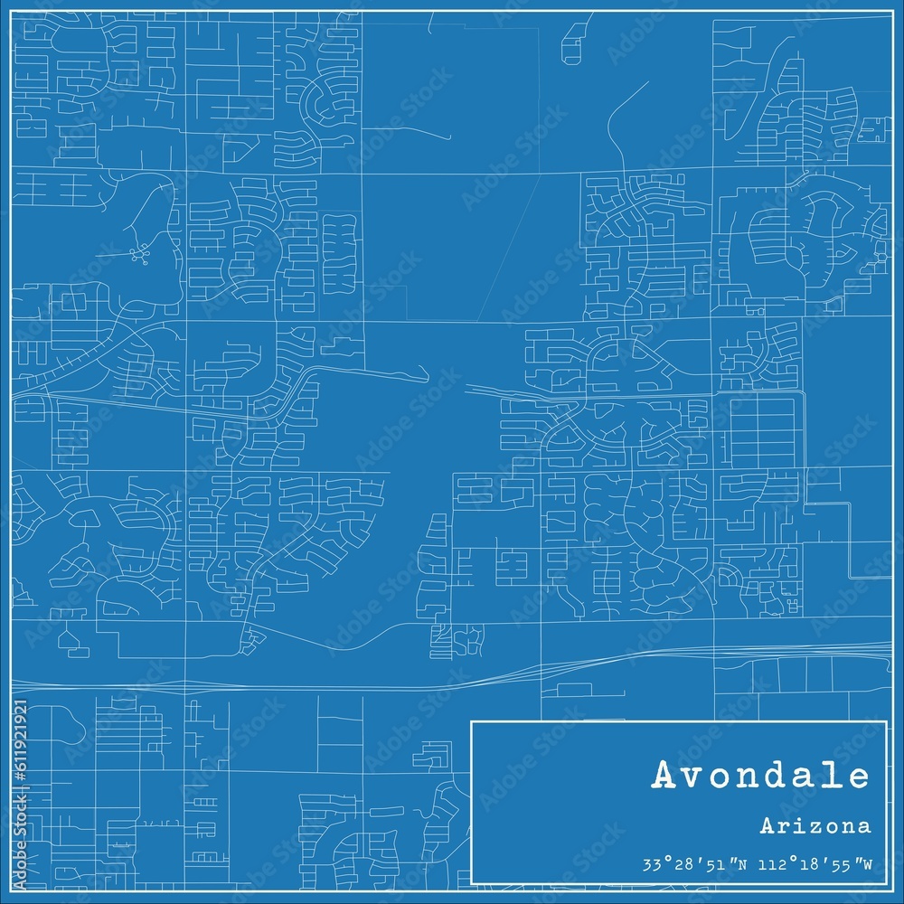 Fototapeta mapa świata dla dzieci Blueprint US city map of Avondale ...