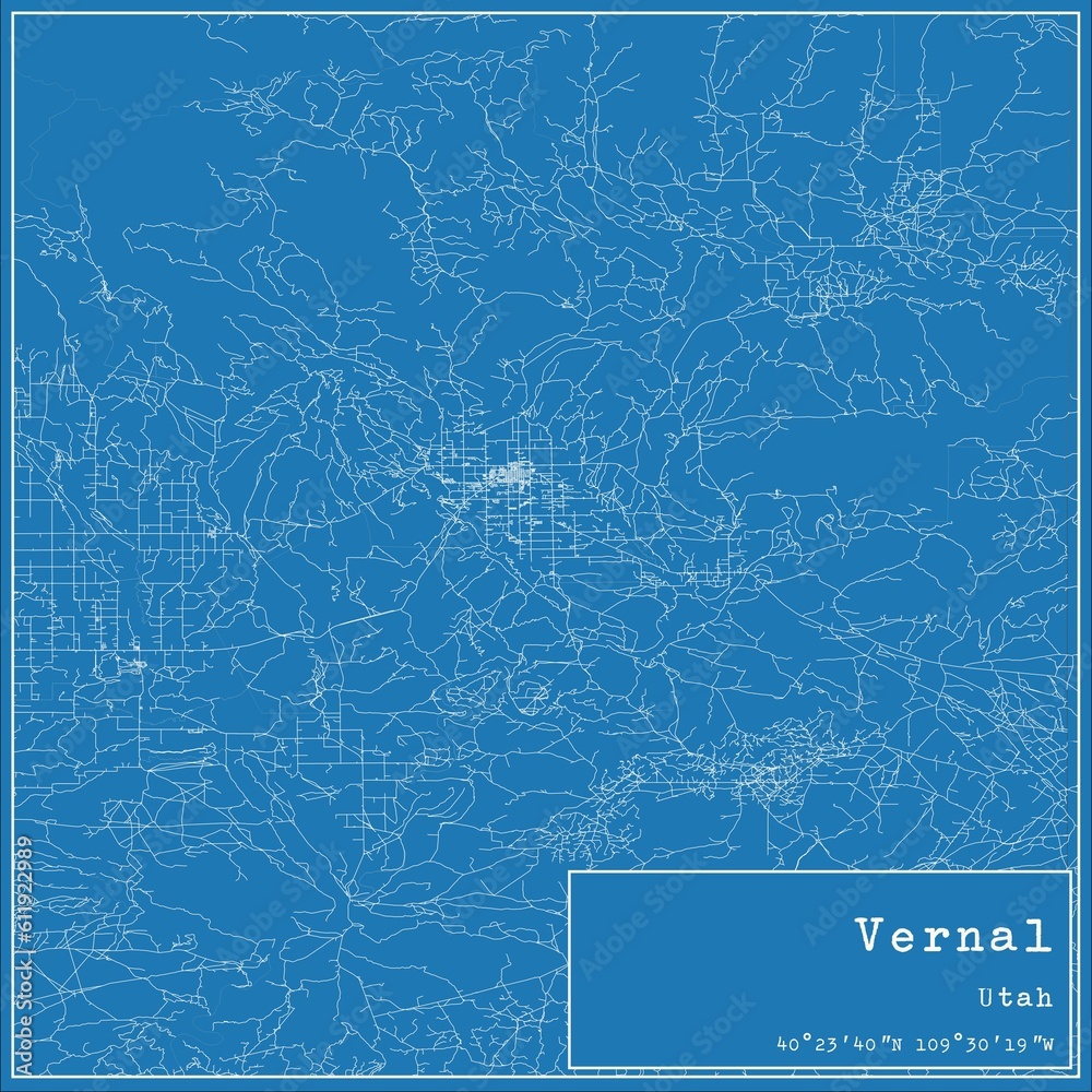 Poster Blueprint US city map of Vernal, Utah. – Wall Art | UkPosters