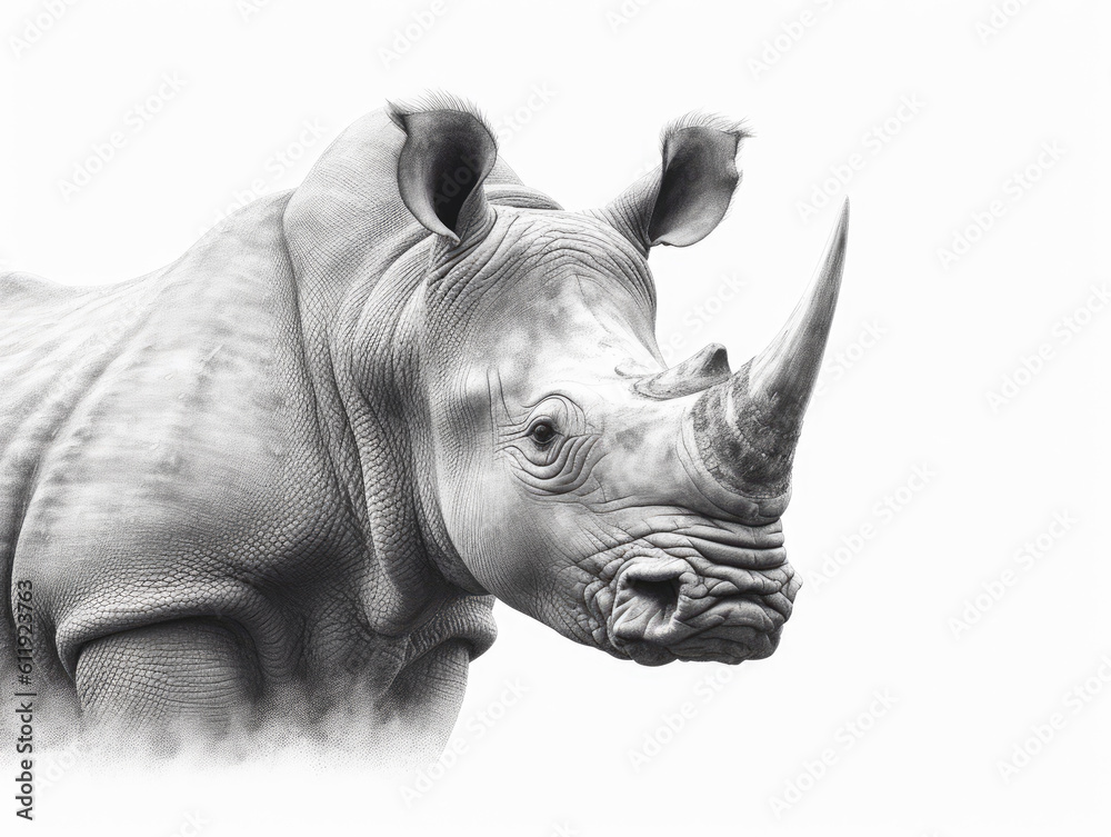 Generative ai illustration of detailed drawing illustration of a Rhino ...