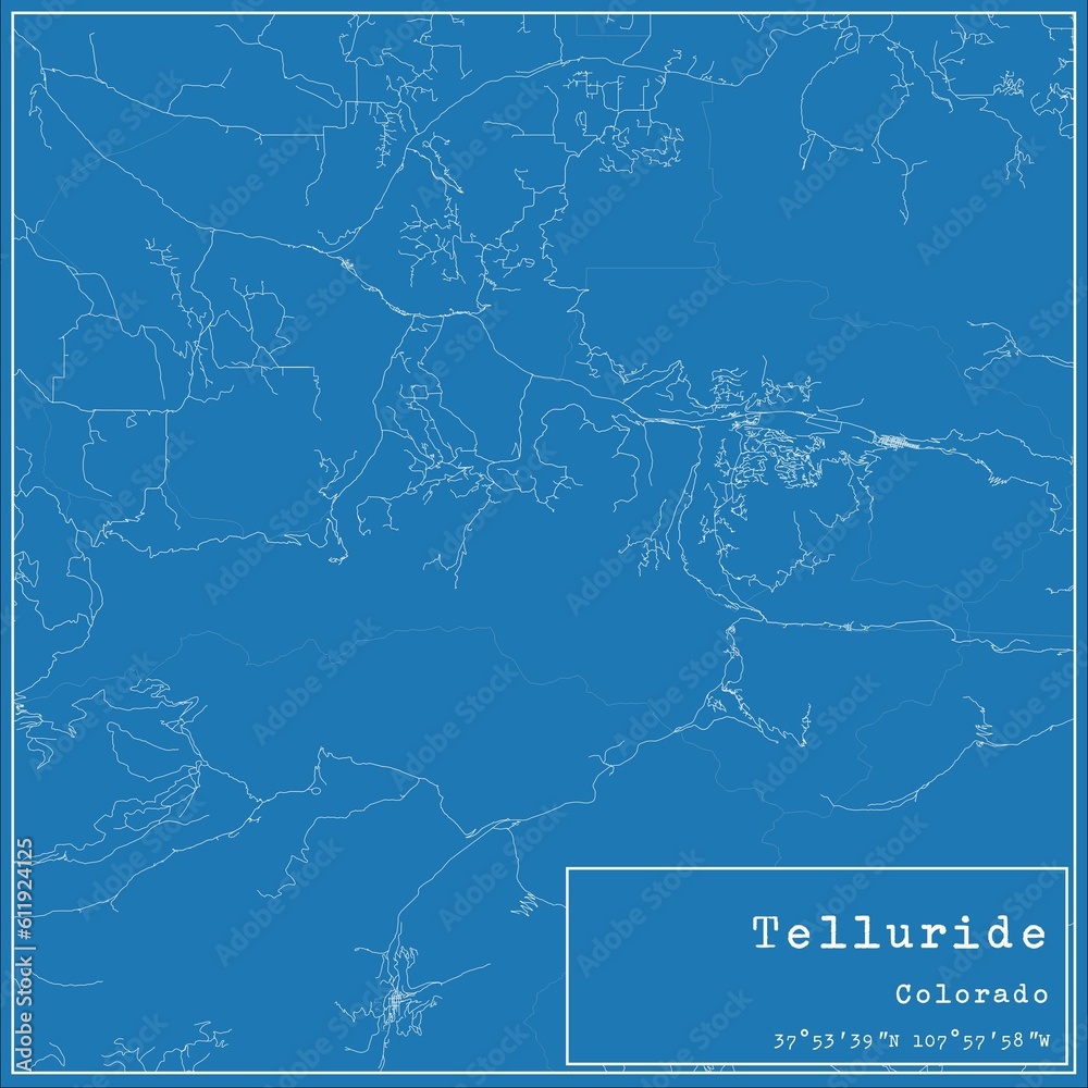 Blueprint US city map of Telluride, Colorado. Stock Illustration ...