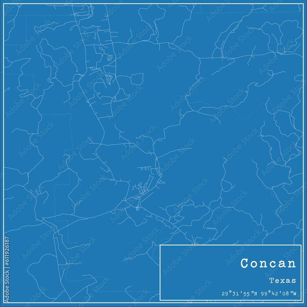 Blueprint US city map of Concan, Texas. Stock Illustration | Adobe Stock
