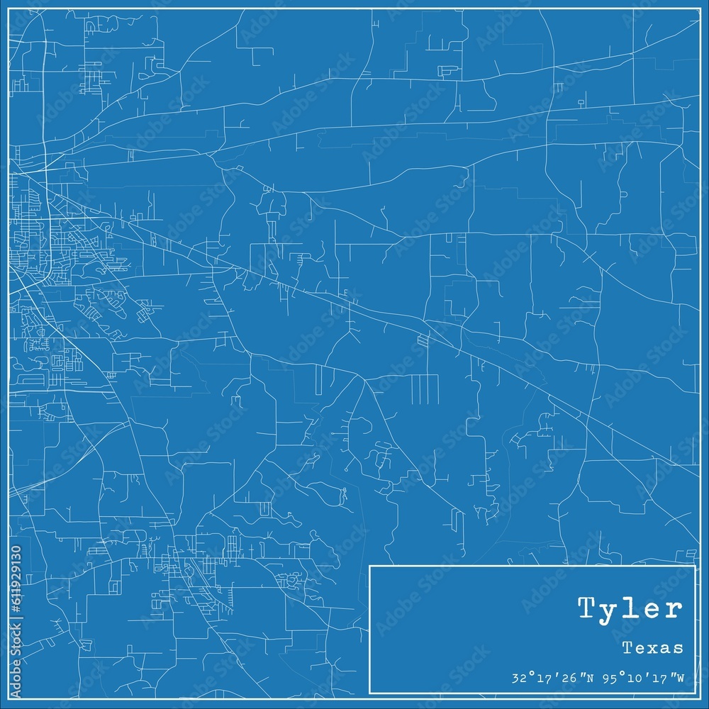 Poster Blueprint US city map of Tyler, Texas. – Wall Art | UkPosters