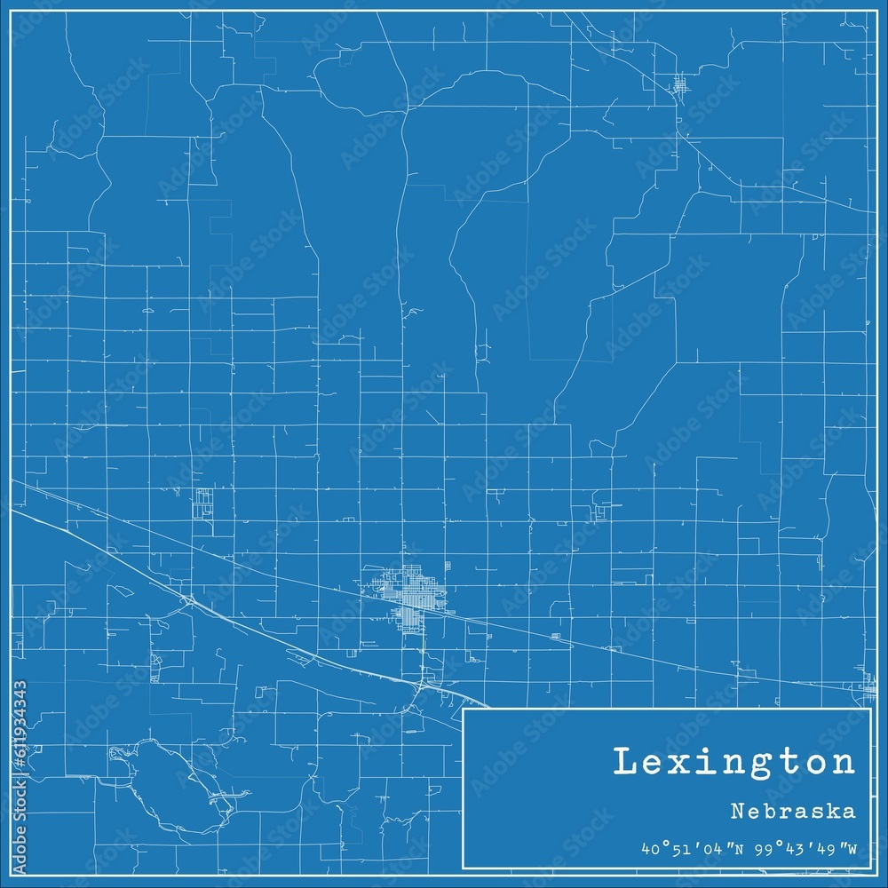 Blueprint US city map of Lexington, Nebraska. Stock Illustration ...