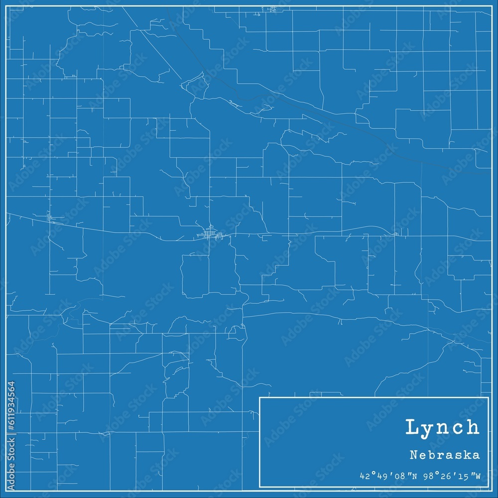 Poster Blueprint US city map of Lynch, Nebraska. – Wall Art | UkPosters