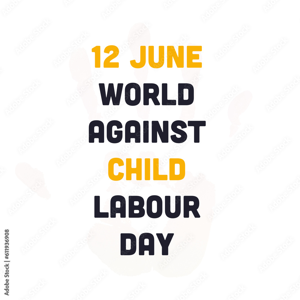 Text and logo on Stop child labor Cover title in the concept of world ...