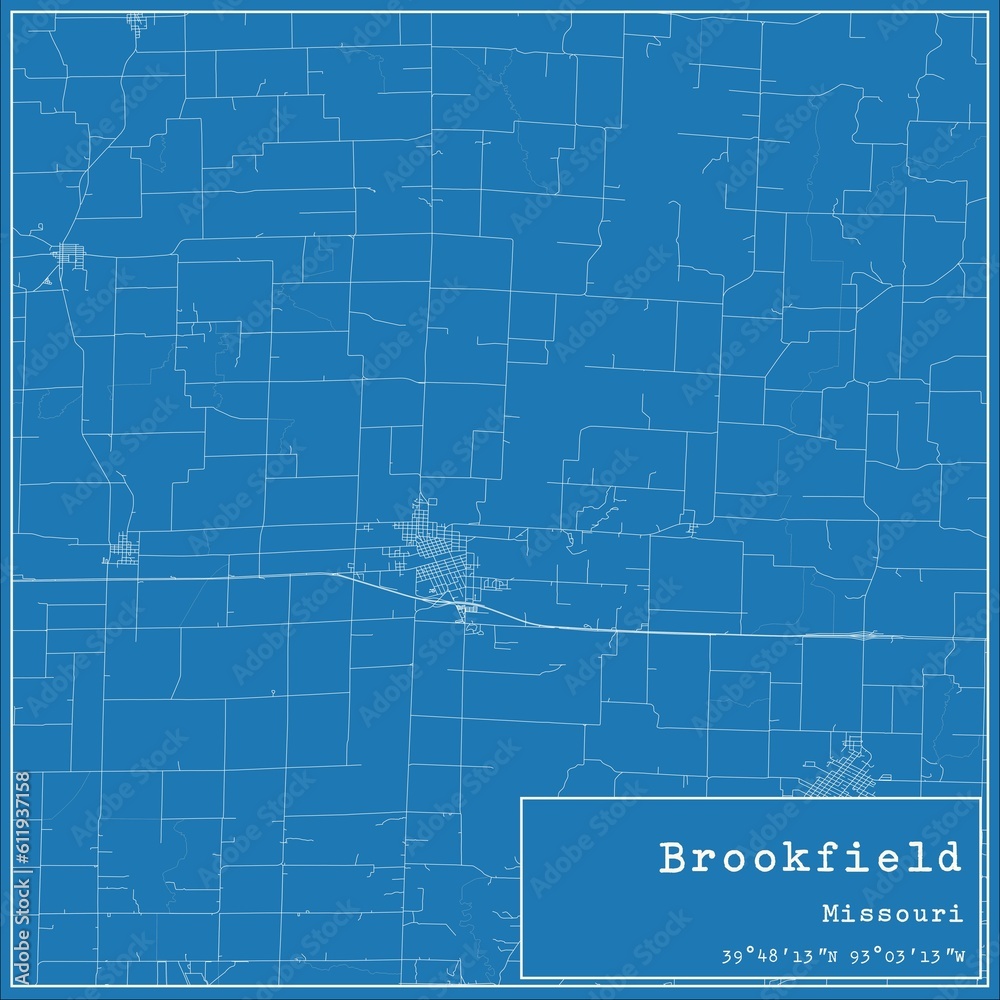 Blueprint US city map of Brookfield, Missouri. Stock Illustration ...