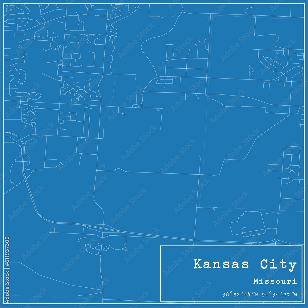 Blueprint US city map of Kansas City, Missouri. Stock Illustration ...