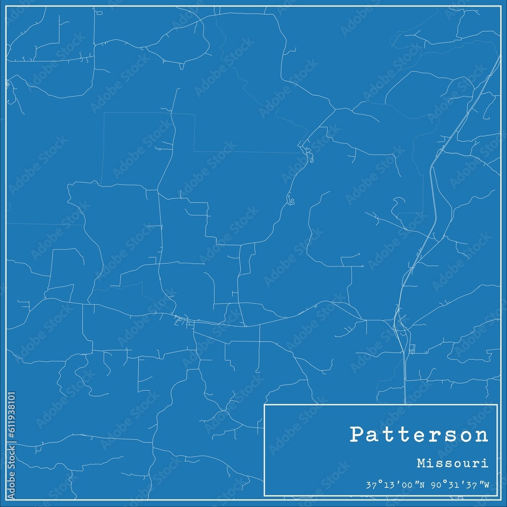 Blueprint US city map of Patterson, Missouri. Stock Illustration ...