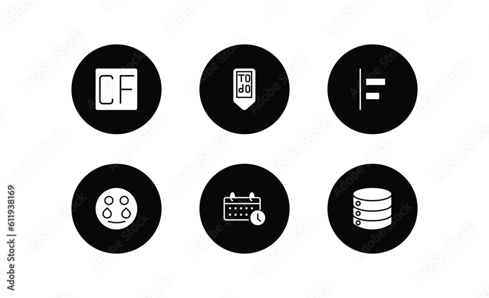 user interface filled icons set. user interface filled icons pack included cf, to do, object ...