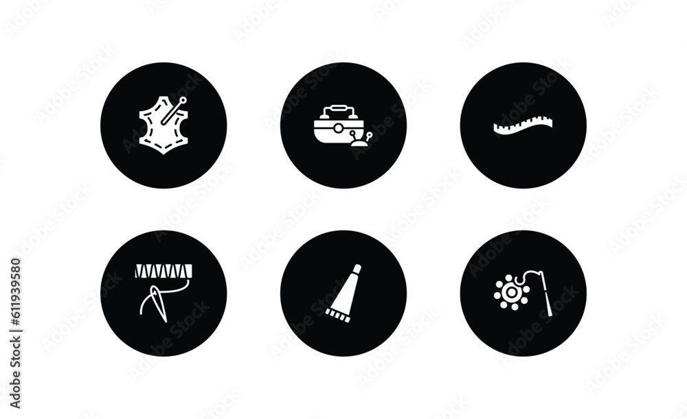 sew filled icons set. sew filled icons pack included leather, sewing ...