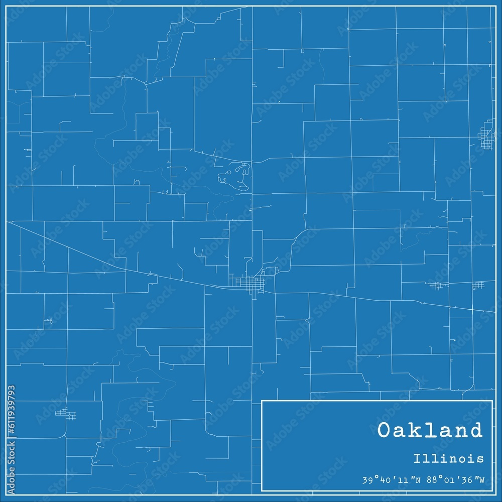 Blueprint US city map of Oakland, Illinois. Stock Illustration | Adobe ...