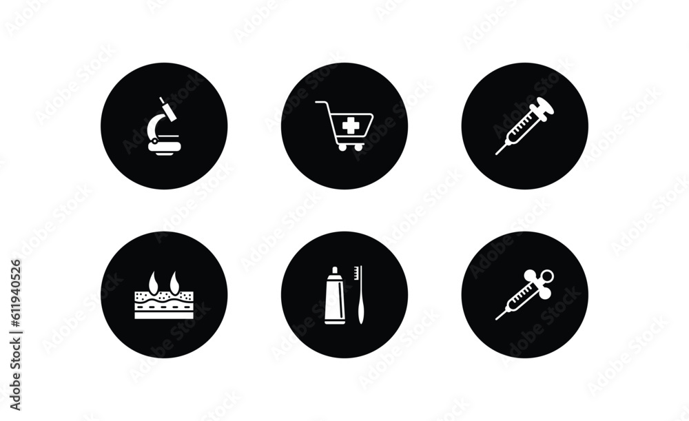 medical filled icons set. medical filled icons pack included microscope ...