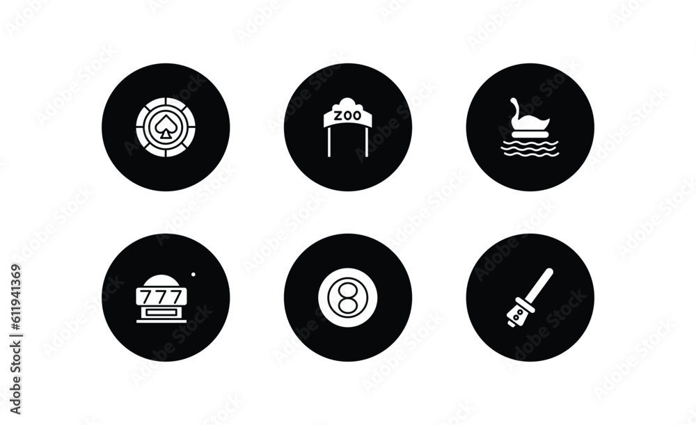 arcade filled icons set. arcade filled icons pack included poker chip ...