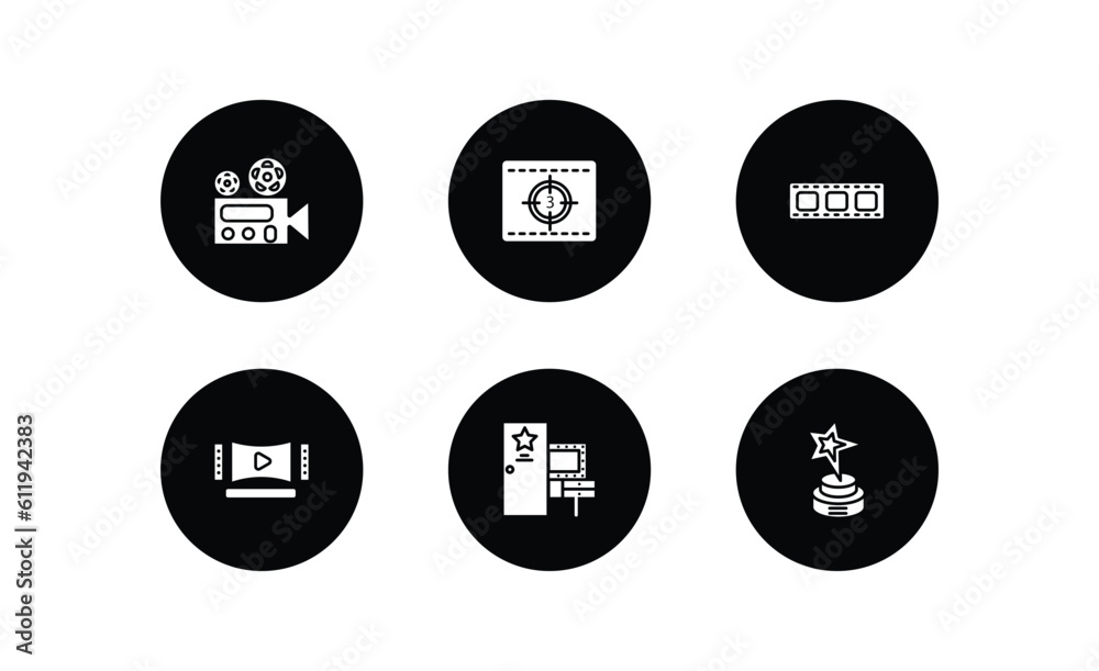 cinema filled icons set. cinema filled icons pack included film viewer ...