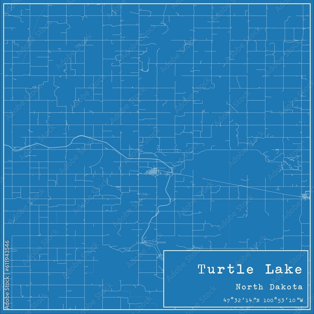 Blueprint US city map of Turtle Lake, North Dakota. Stock Illustration ...