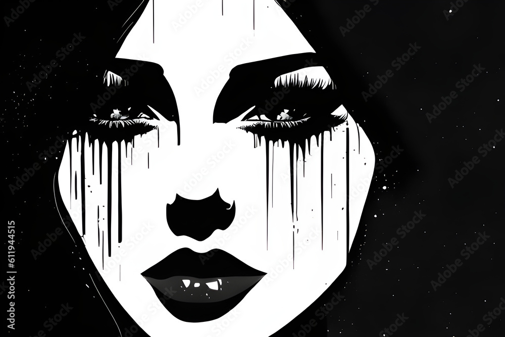 Despair Unveiled: A Tearful Eyes And Face Portrait of Depression And ...