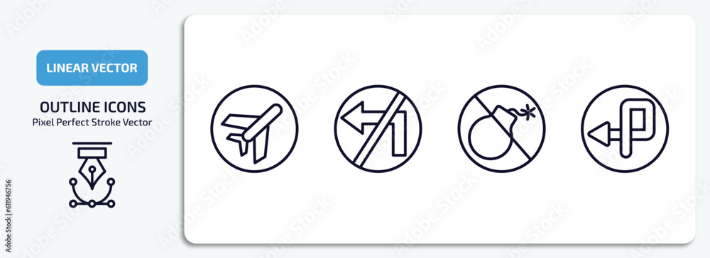 traffic signs outline icons set. traffic signs thin line icons pack ...