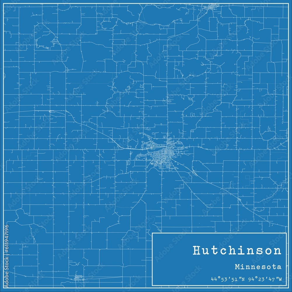 Blueprint US city map of Hutchinson, Minnesota. Stock Illustration ...