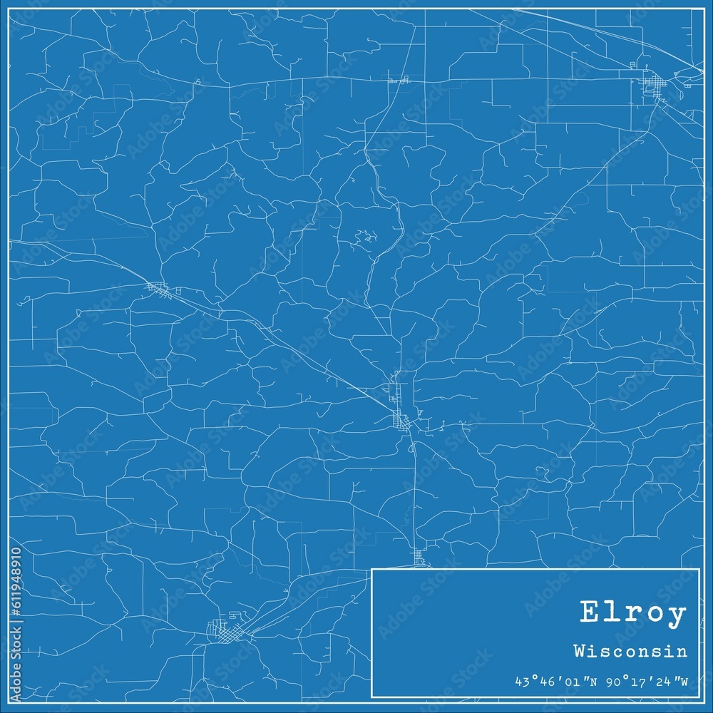 Fototapeta mapa świata dla dzieci Blueprint US city map of Elroy ...