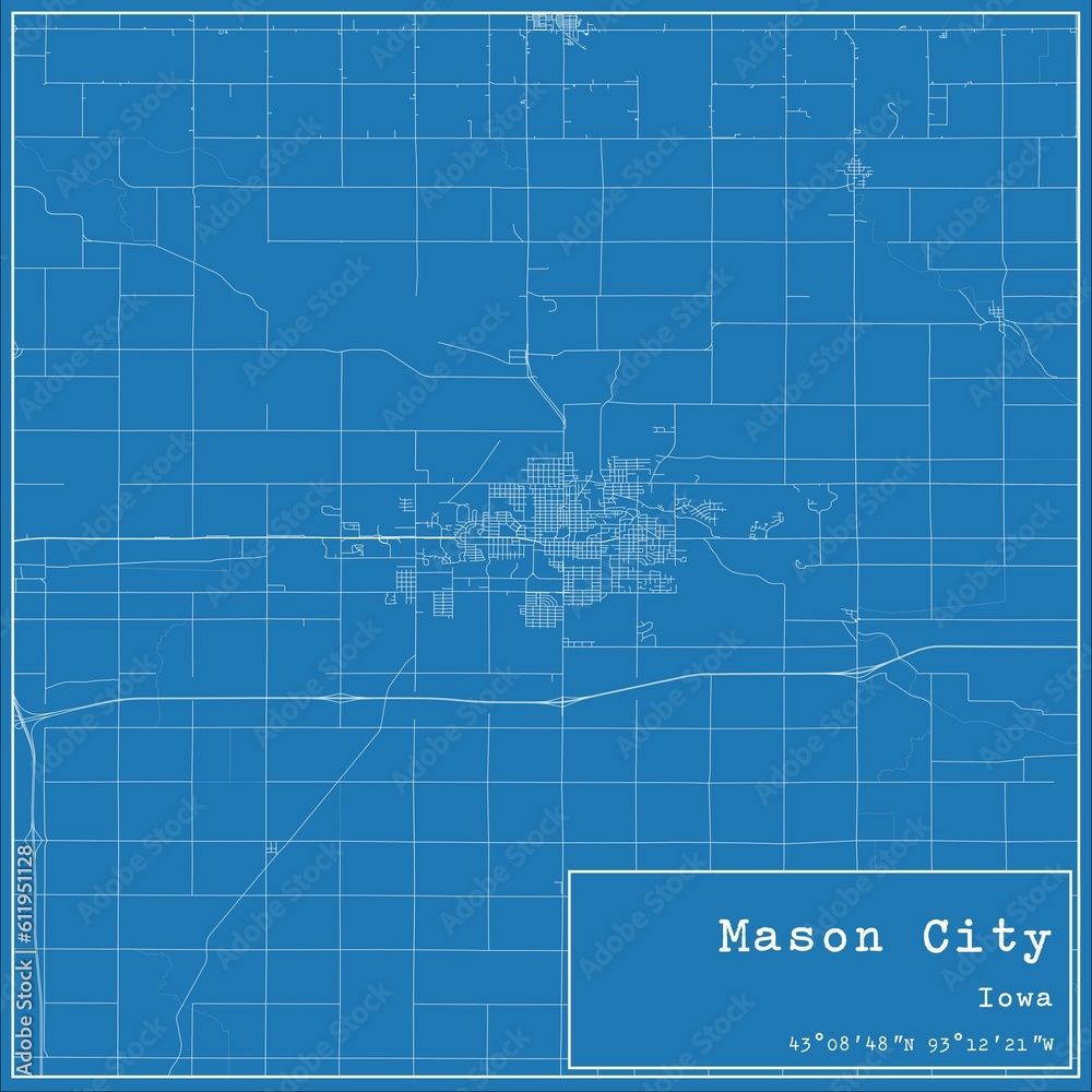 Blueprint US city map of Mason City, Iowa. Stock Illustration | Adobe Stock