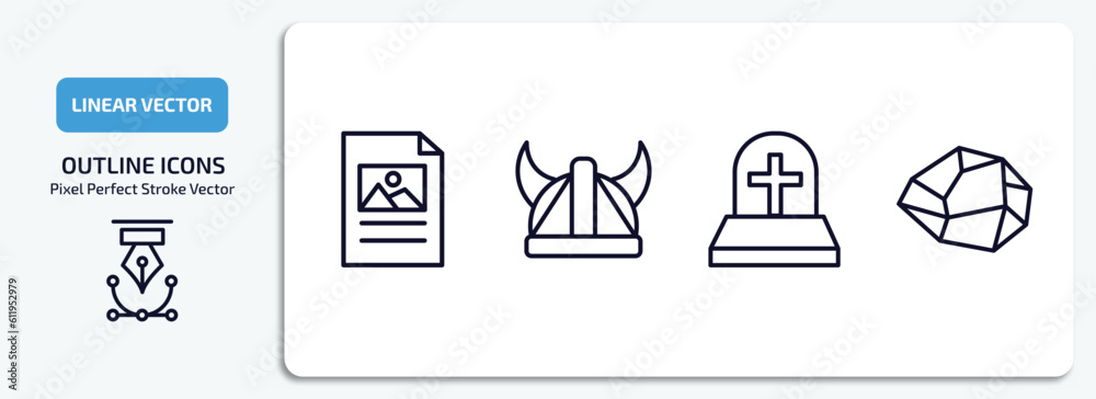 history outline icons set. history thin line icons pack included poster ...