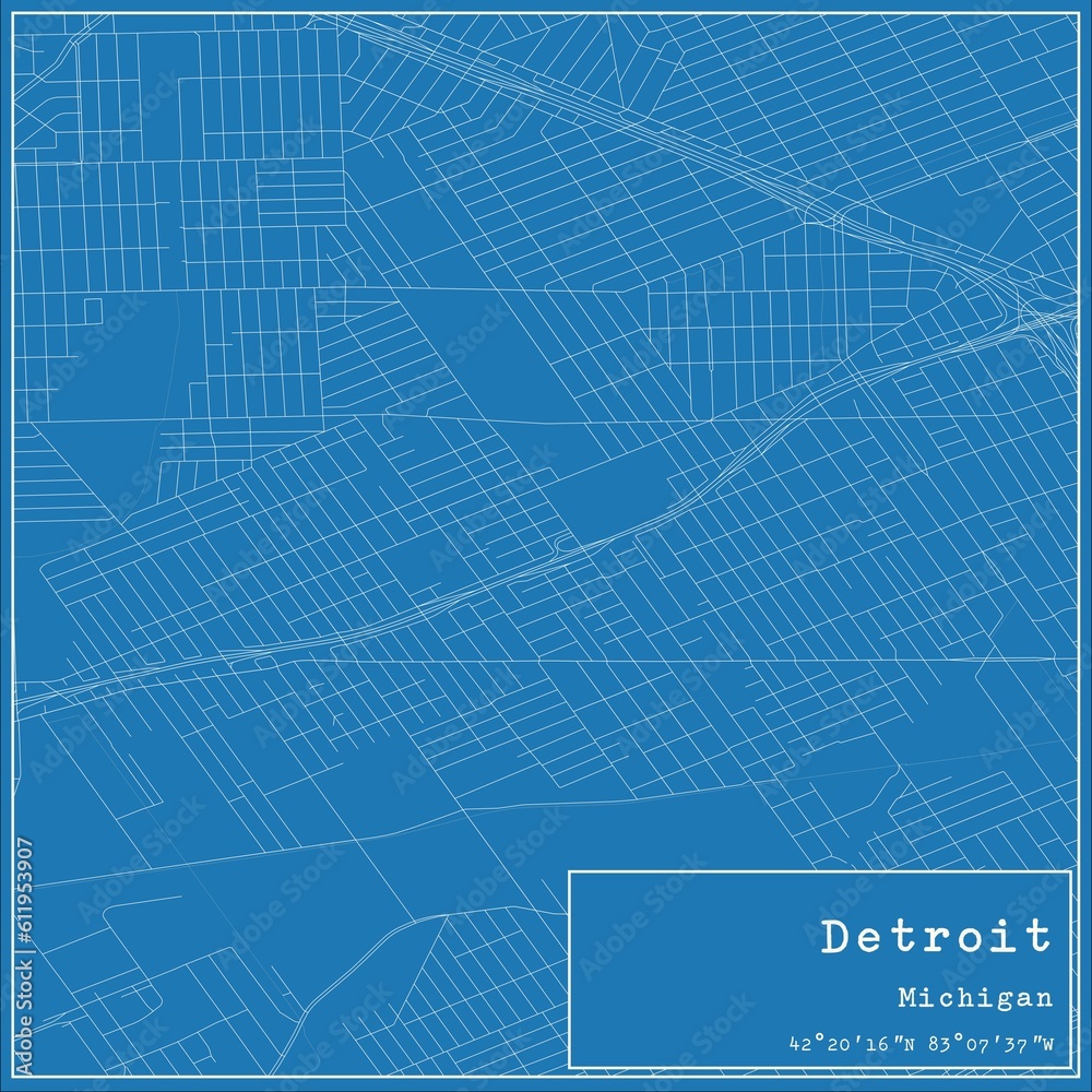 Blueprint US city map of Detroit, Michigan. Stock Illustration | Adobe ...