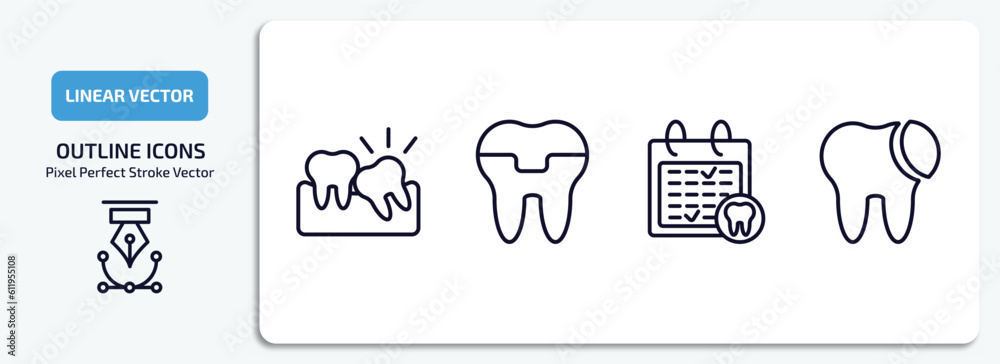 dentist outline icons set. dentist thin line icons pack included wisdom ...