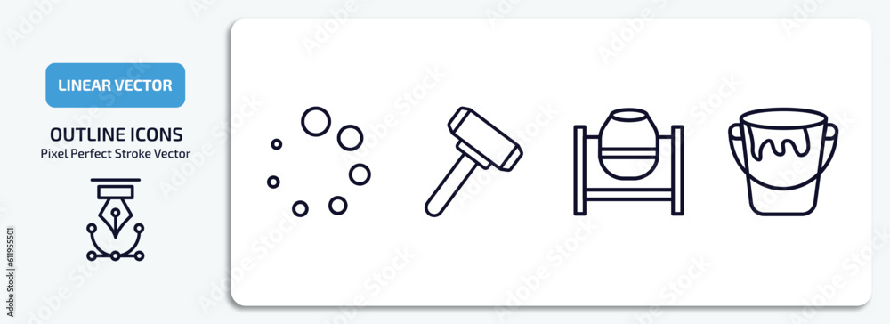 construction tools outline icons set. construction tools thin line ...