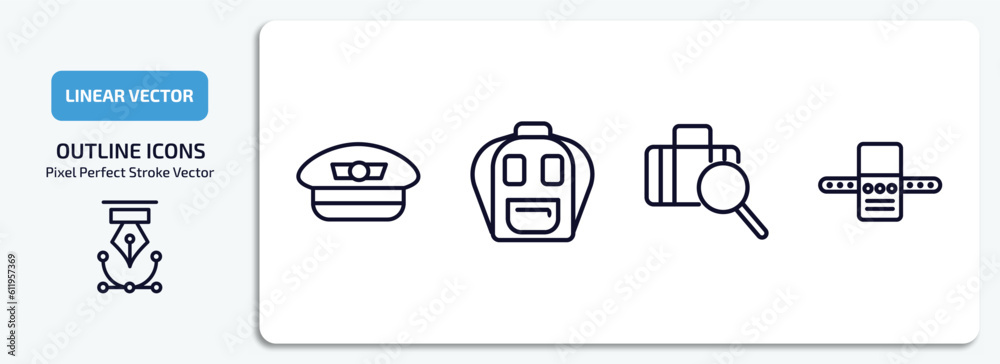 airport terminal outline icons set. airport terminal thin line icons ...