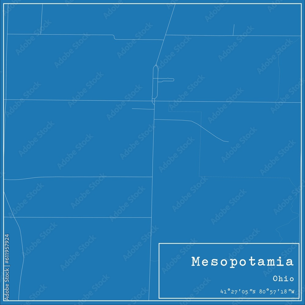Blueprint US city map of Mesopotamia, Ohio. Stock Illustration | Adobe ...