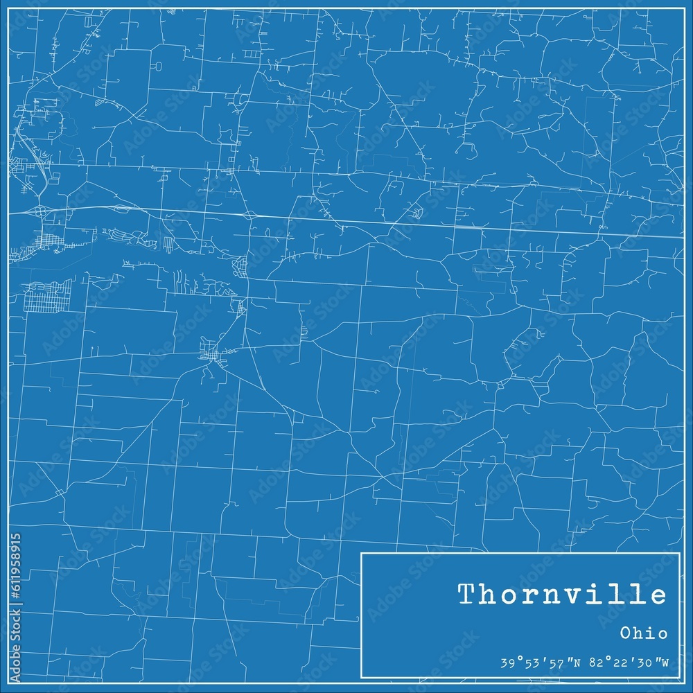 Fototapeta mapa świata dla dzieci Blueprint US city map of Thornville, Ohio. | Fototapety dla DZIECI