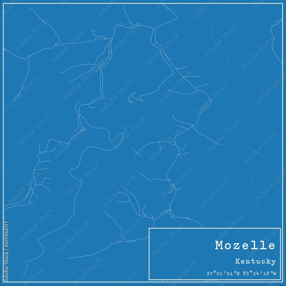 Poster Blueprint US city map of Mozelle, Kentucky. – Wall Art | UkPosters