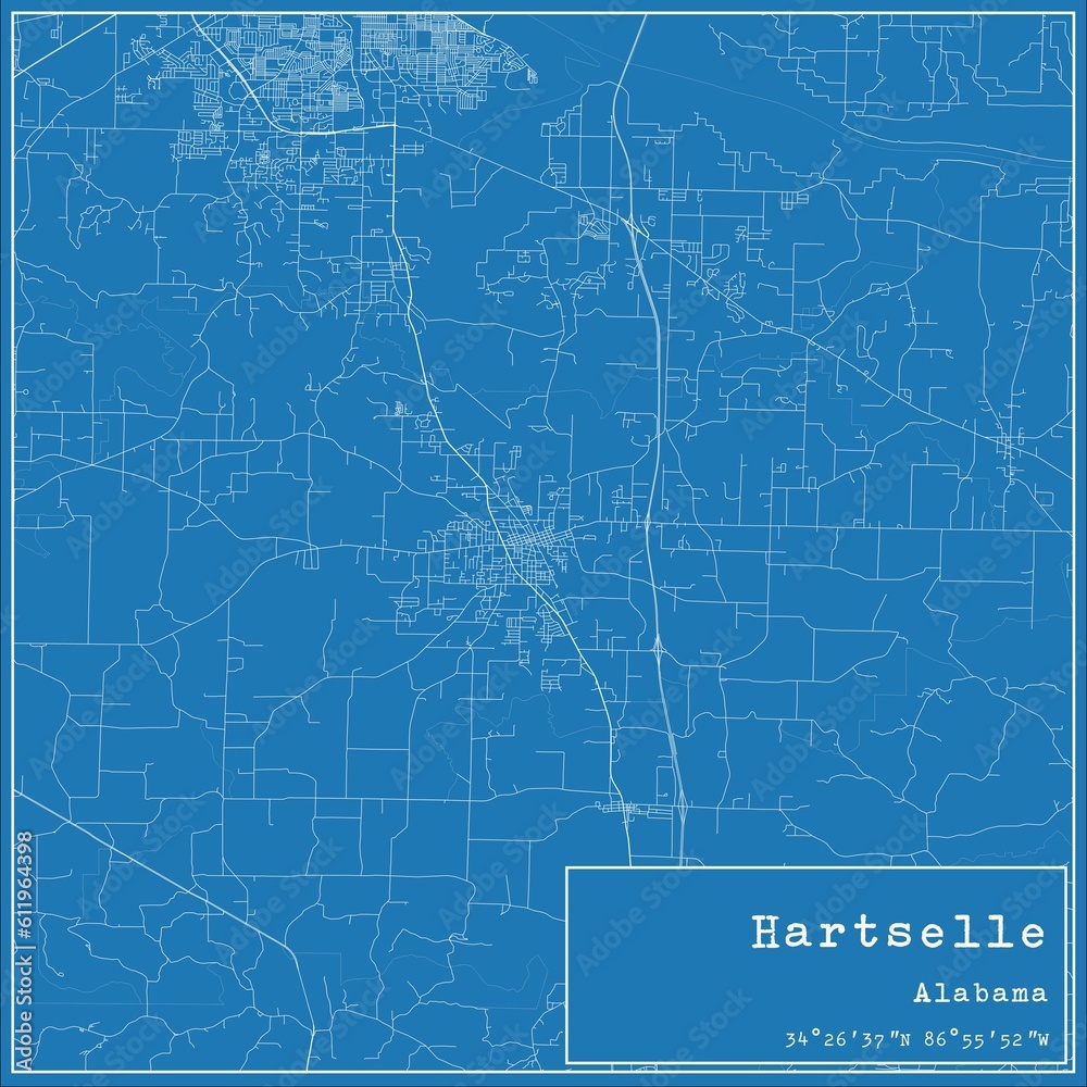 Fototapeta mapa świata dla dzieci Blueprint US city map of Hartselle ...
