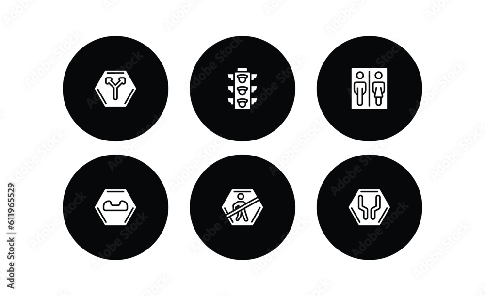 set of traffic signs filled icons. flat filled icons included y ...
