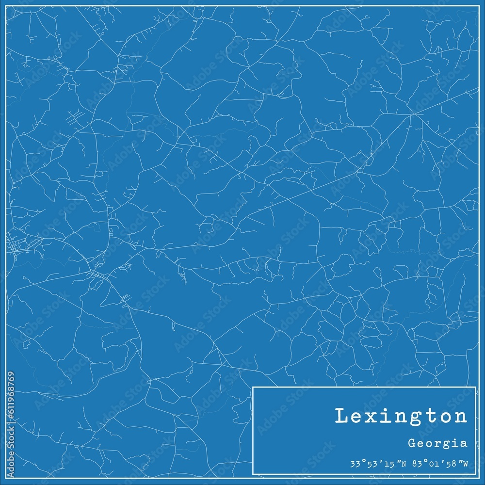 Fototapeta mapa świata dla dzieci Blueprint US city map of Lexington, Georgia. | Fototapety dla ...