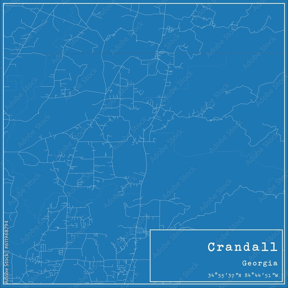 Fototapeta mapa świata dla dzieci Blueprint US city map of Crandall, Georgia. | Fototapety dla ...