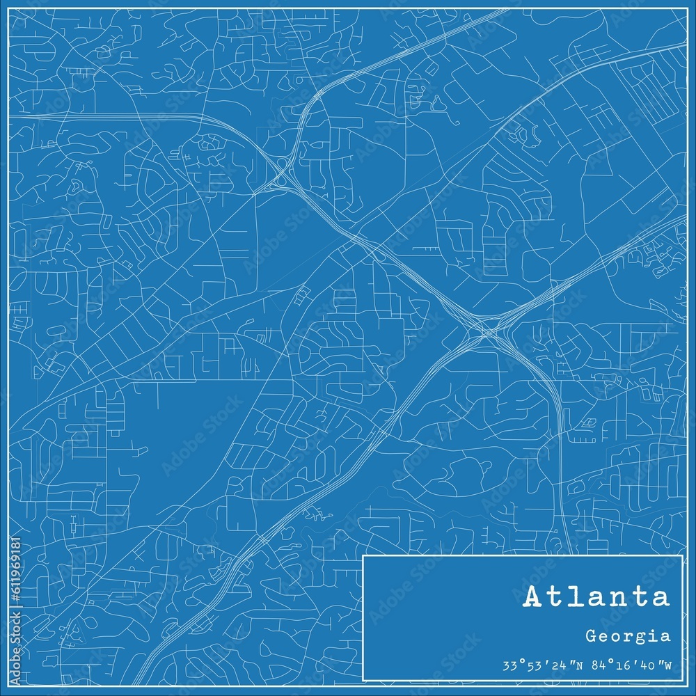 Blueprint US city map of Atlanta, Georgia. Stock Illustration | Adobe Stock