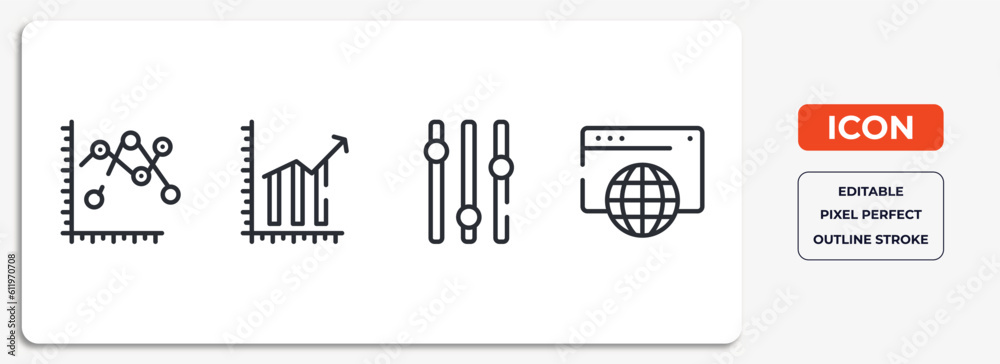 set of user interface outline icons. thin line icons included multiple variable point line thin ...