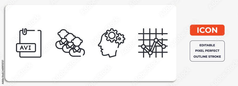 Set Of User Interface Outline Icons Thin Line Icons Included Avi Extension Thin Line Humans