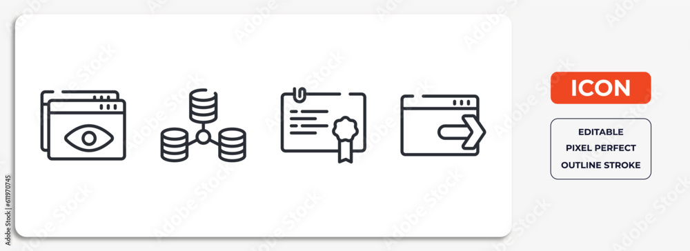 Set Of User Interface Outline Icons Thin Line Icons Included Data Viewer Thin Line Data