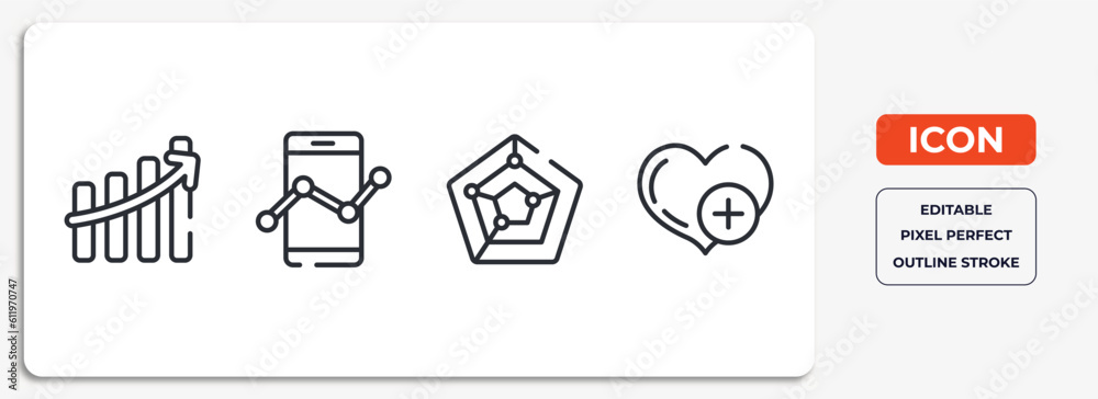 set of user interface outline icons. thin line icons included increasing stocks thin line ...
