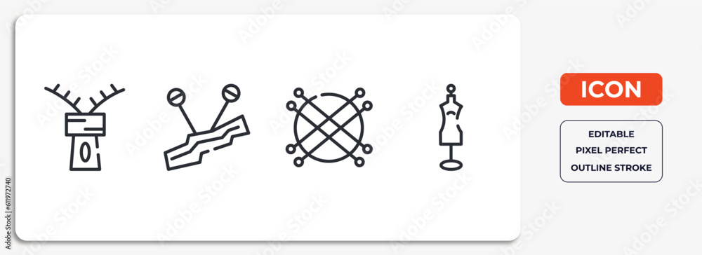 Set Of Sew Outline Icons Thin Line Icons Included Slide Fastener Thin