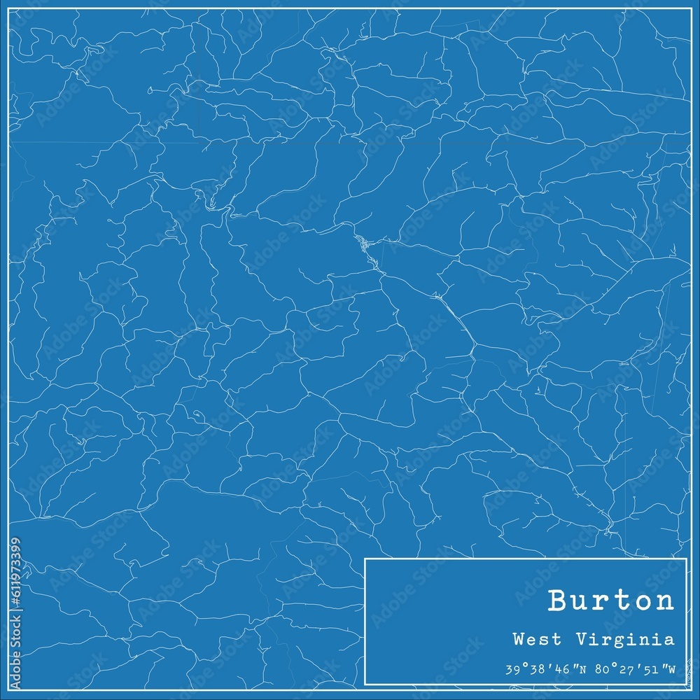 Fototapeta mapa świata dla dzieci Blueprint US city map of Burton, West ...