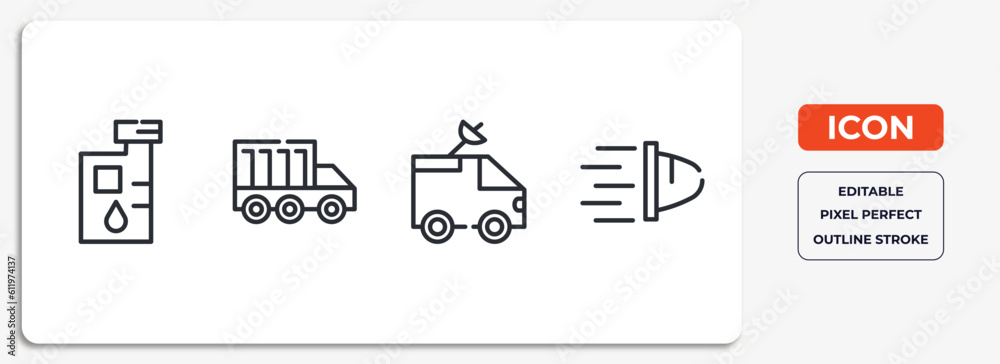 set of mechanicons outline icons. thin line icons included oil can with ...