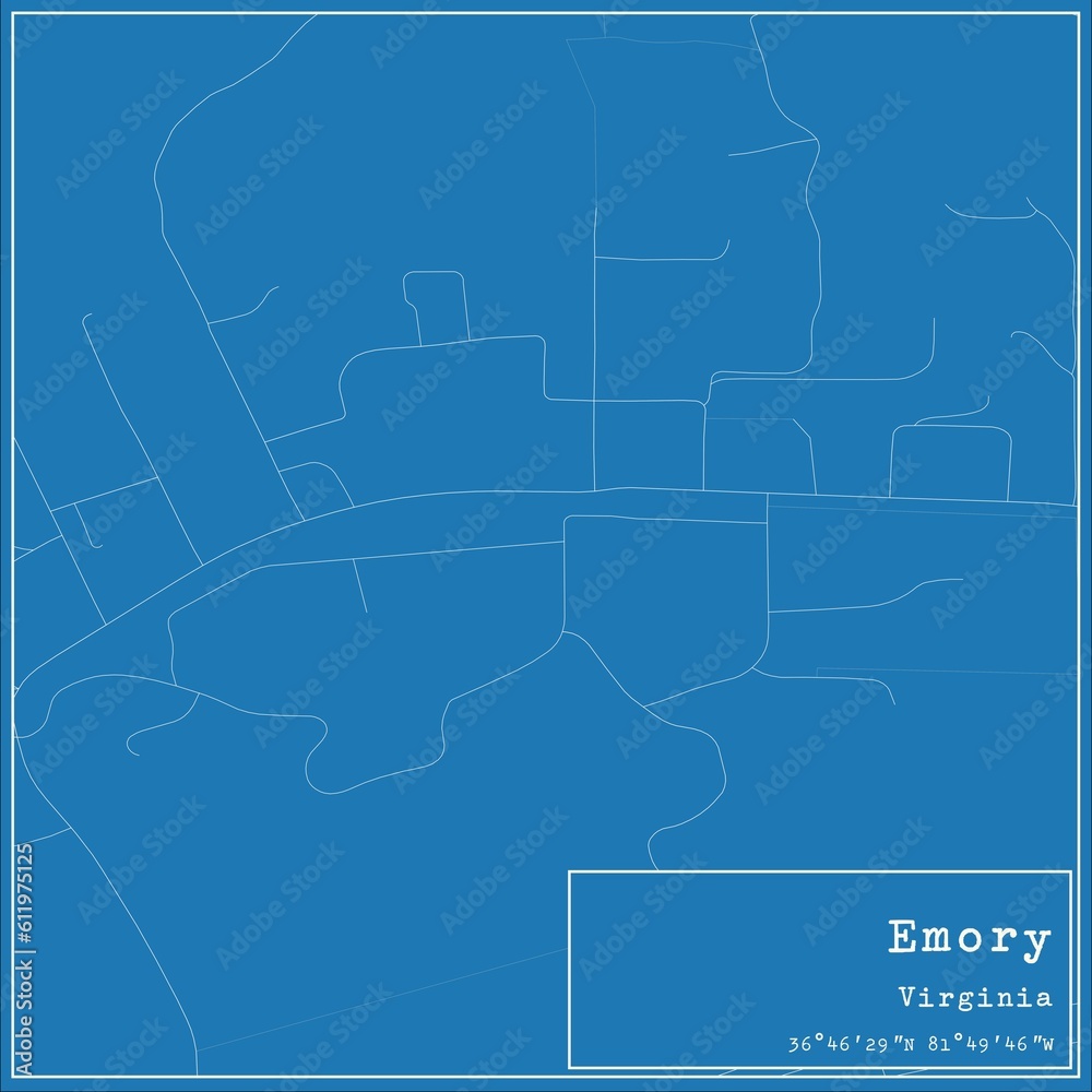 Blueprint US city map of Emory, Virginia. Stock Illustration | Adobe Stock
