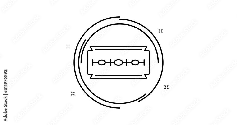 razor blade animated outline icon on white background. razor blade ...