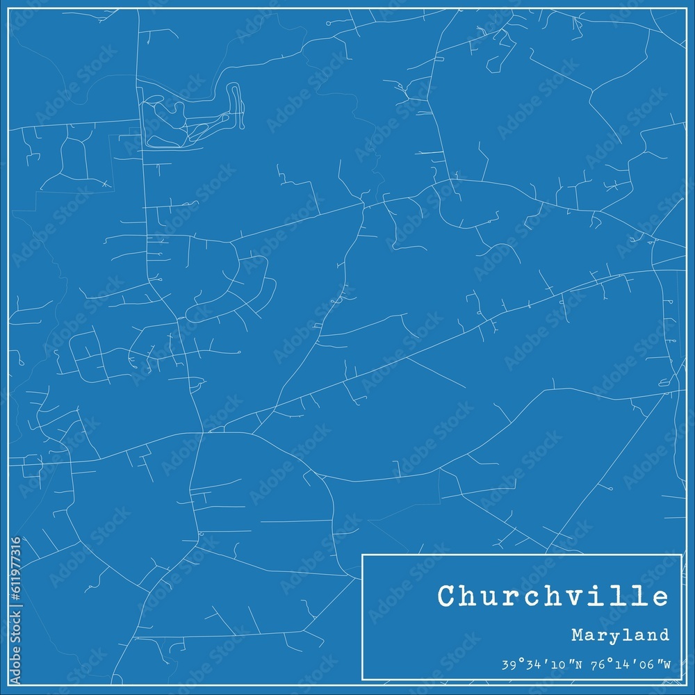 Fototapeta mapa świata dla dzieci Blueprint US city map of Churchville ...
